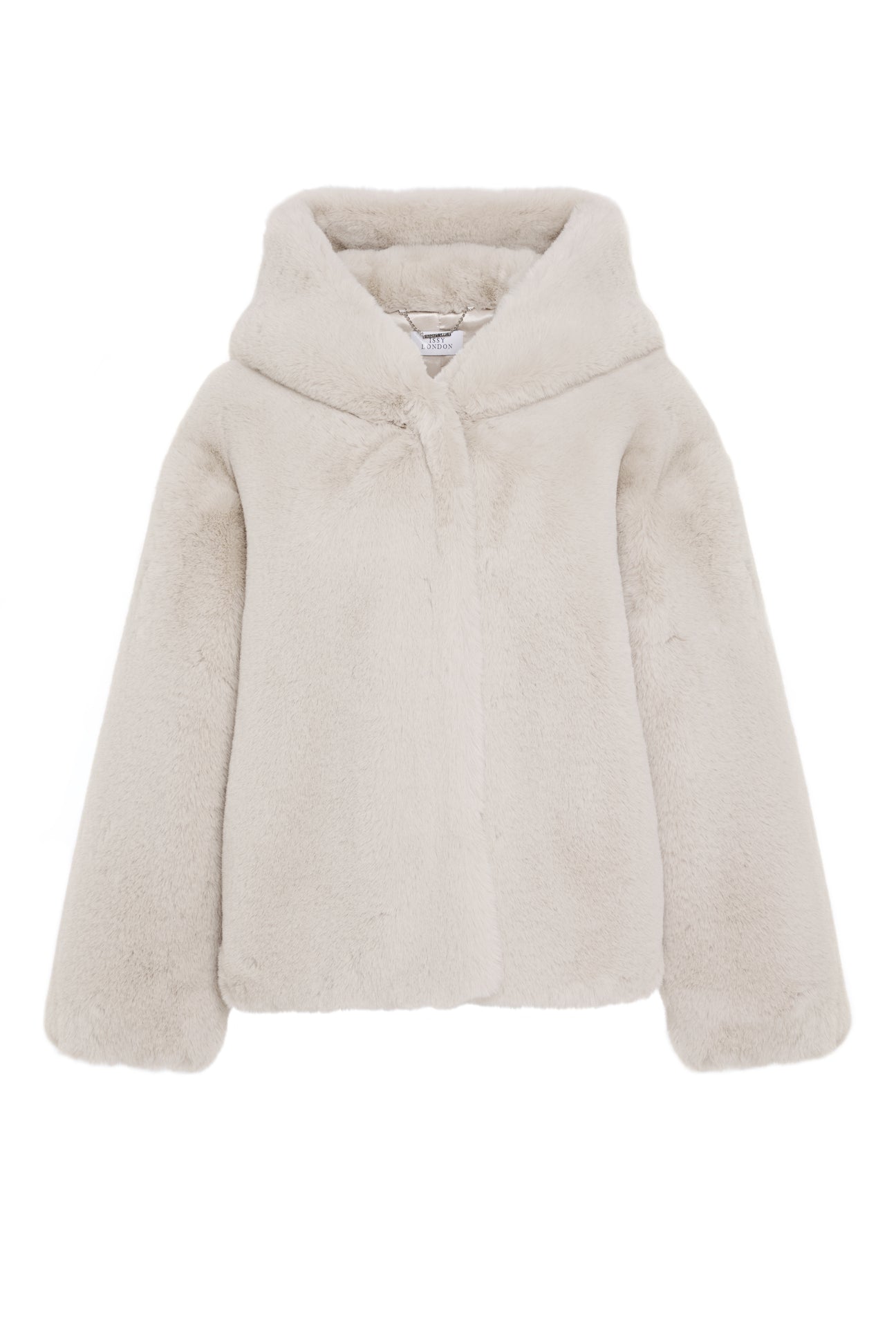 Jade Hooded Luxe Recycled Vegan Faux Fur Jacket Neutral – Issy London
